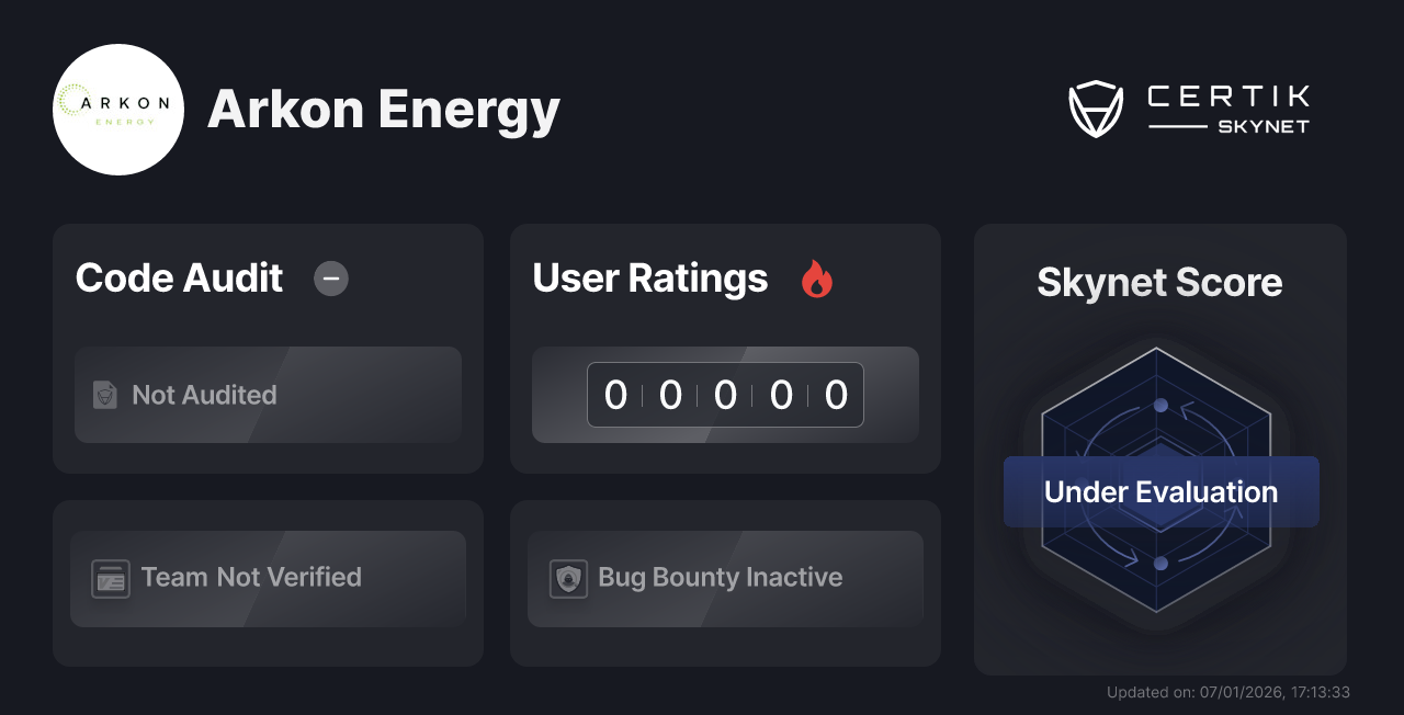 Arkon Energy - CertiK Skynet Project Insight