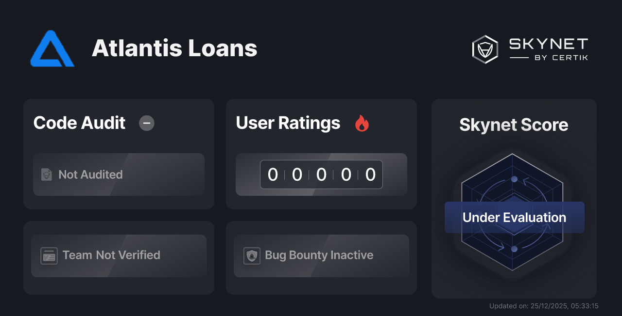 Atlantis Loans - CertiK Skynet Project Insight