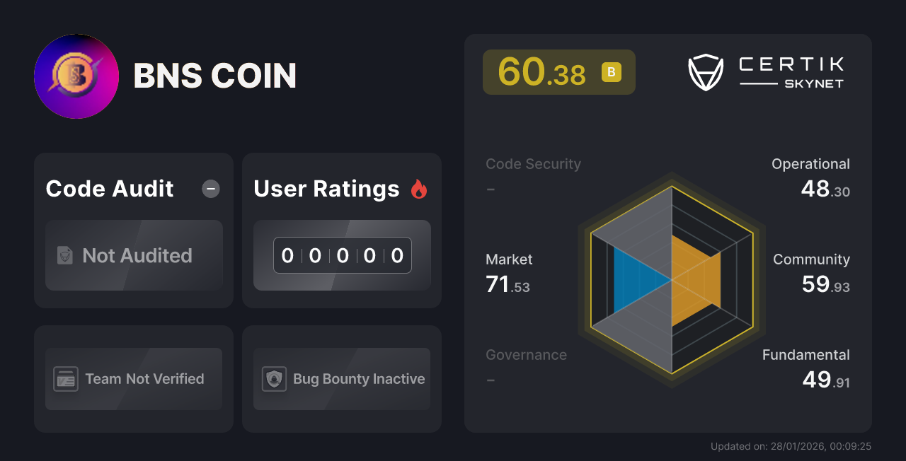BNS COIN - CertiK Skynet Project Insight