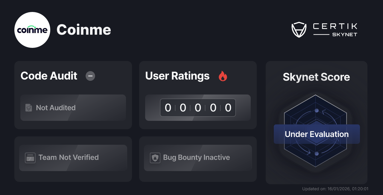 Coinme - CertiK Skynet Project Insight