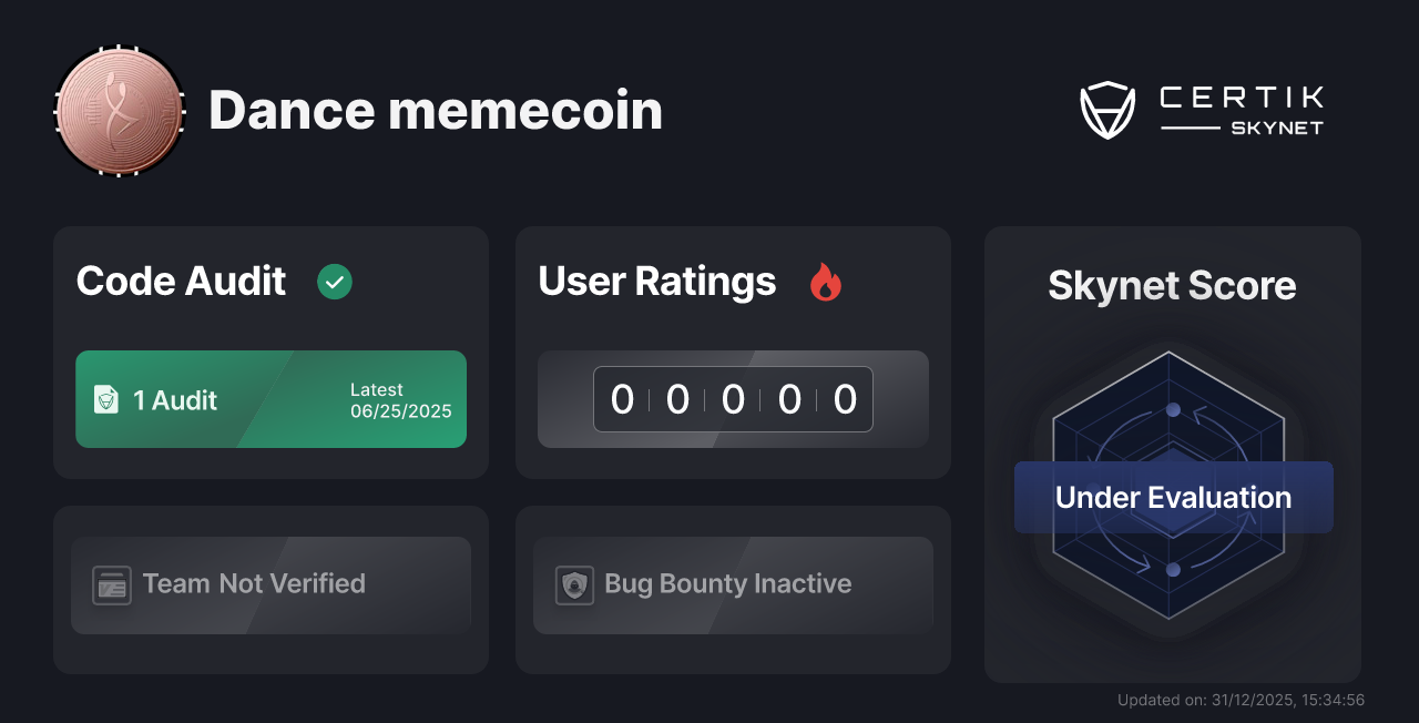 Dance memecoin - CertiK Skynet Project Insight