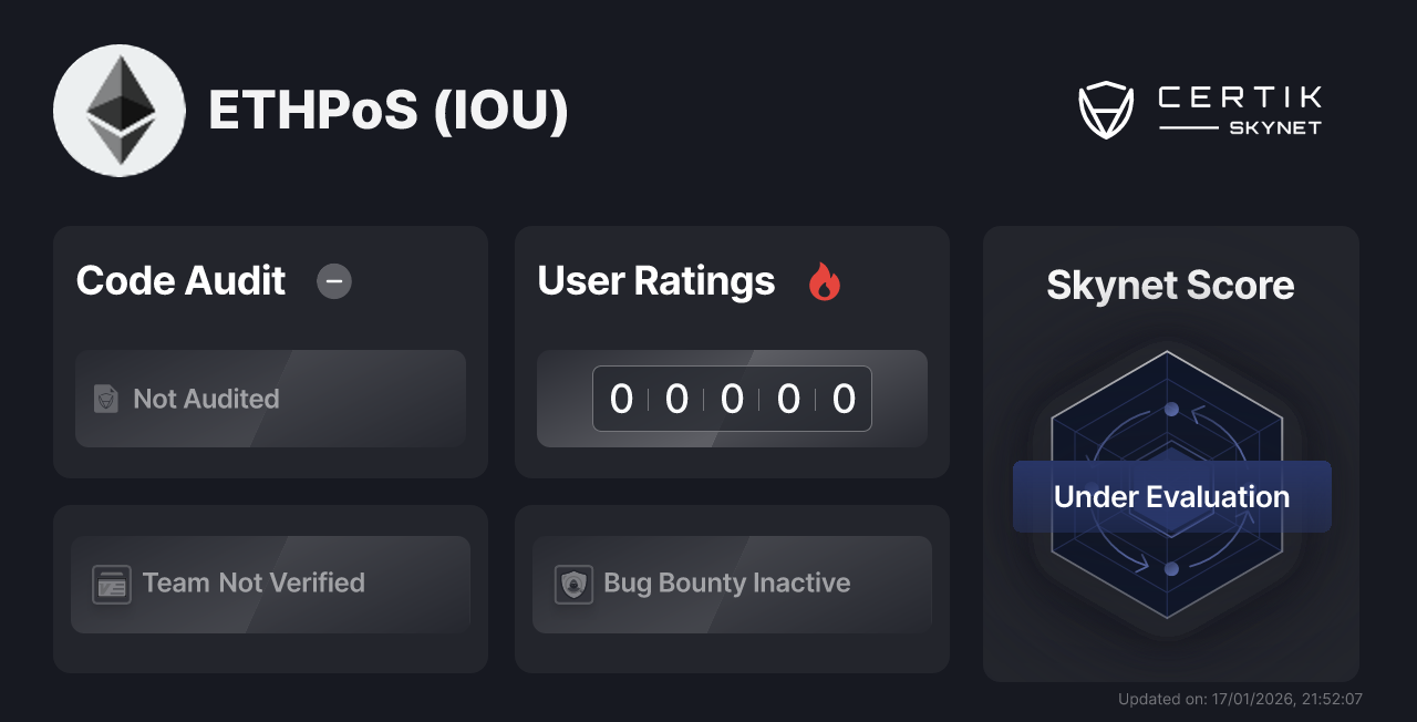 ETHPoS (IOU) - CertiK Skynet Project Insight