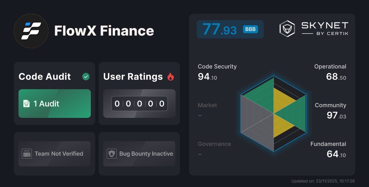 FlowX Finance - CertiK Skynet Project Insight