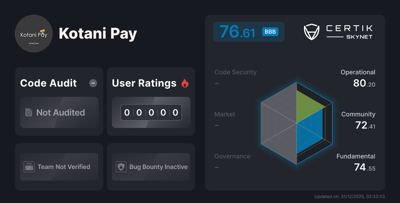 Kotani Pay - CertiK Skynet Project Insight