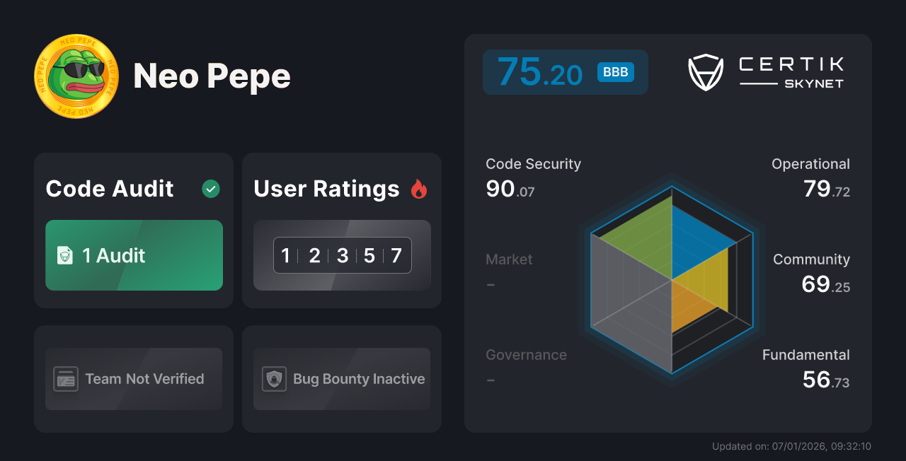 Neo Pepe - CertiK Skynet Project Insight