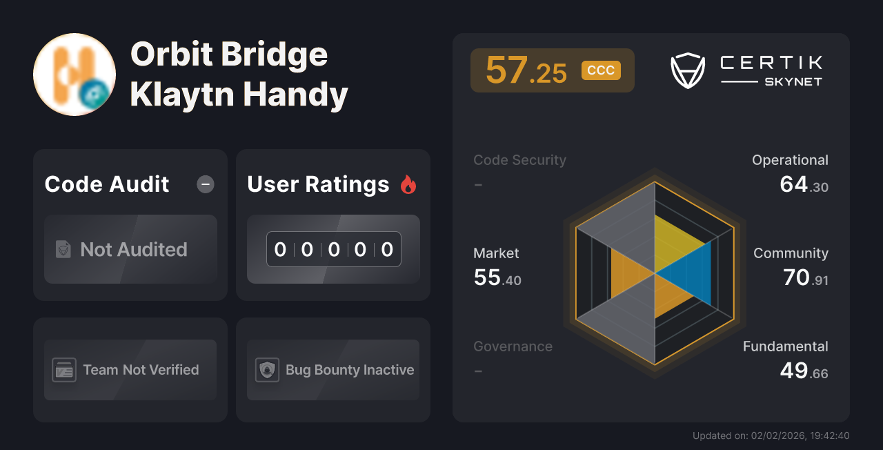 Orbit Bridge Klaytn Handy - CertiK Skynet Project Insight