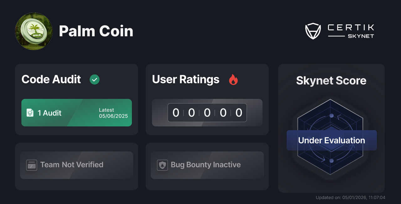 Palm Coin - CertiK Skynet Project Insight
