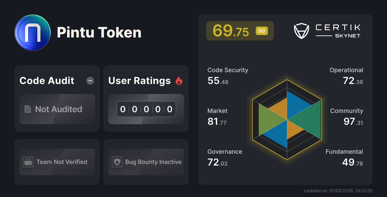 Pintu Token - CertiK Skynet Project Insight