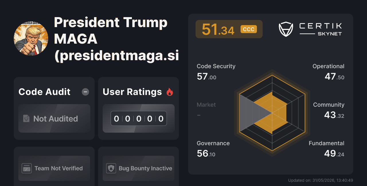 President Trump MAGA (presidentmaga.site) - CertiK Skynet Project Insight