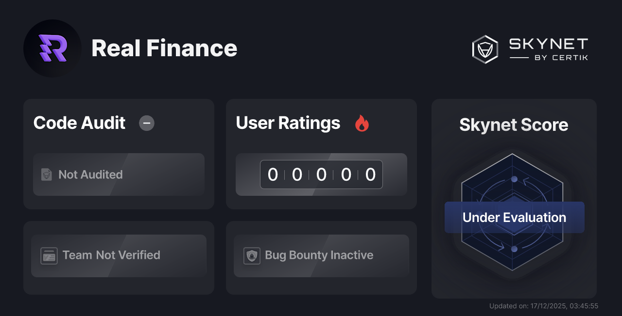 Real Finance - CertiK Skynet Project Insight