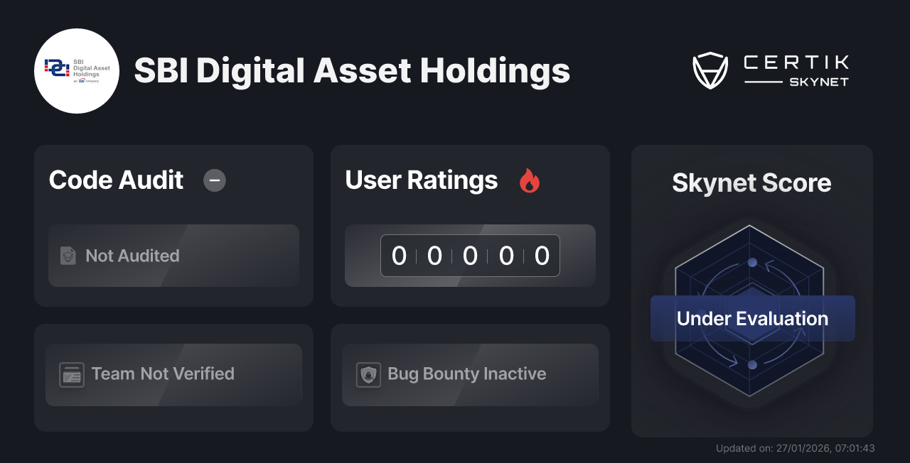 SBI Digital Asset Holdings - CertiK Skynet Project Insight