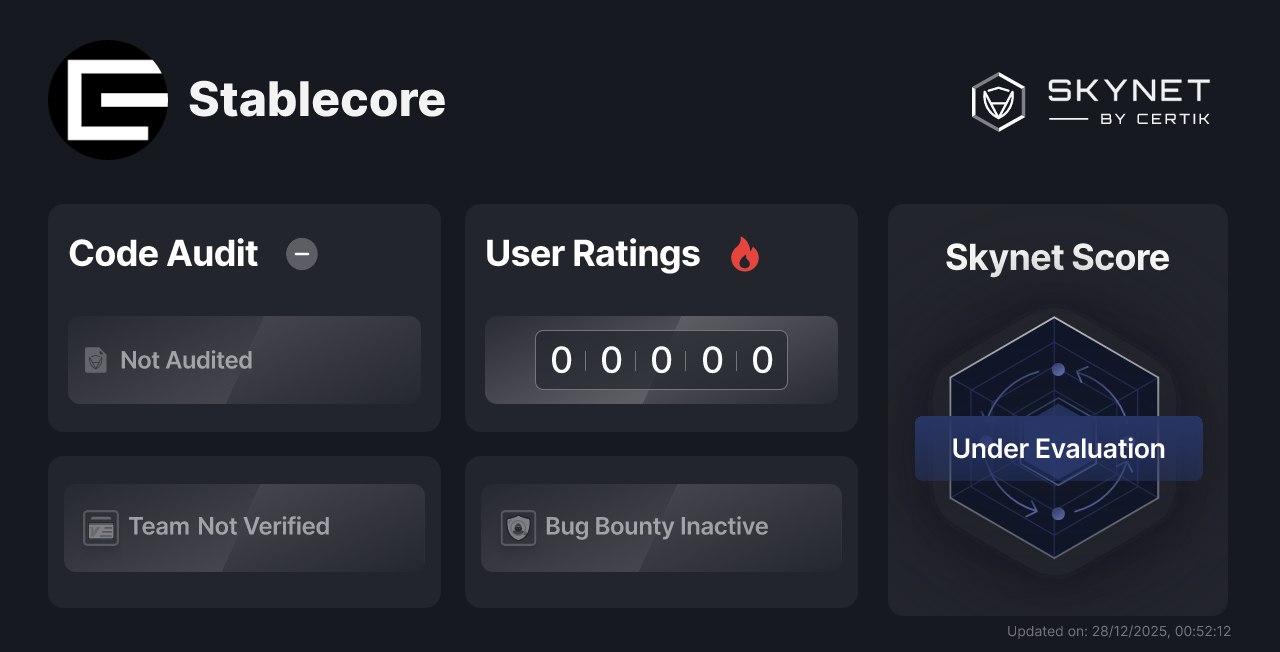 Stablecore - CertiK Skynet Project Insight