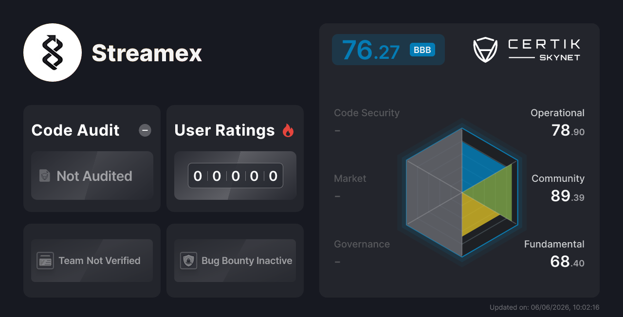 Streamex - CertiK Skynet Project Insight