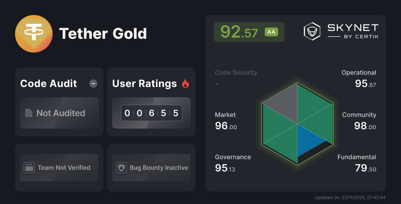 Tether Gold - CertiK Skynet Project Insight