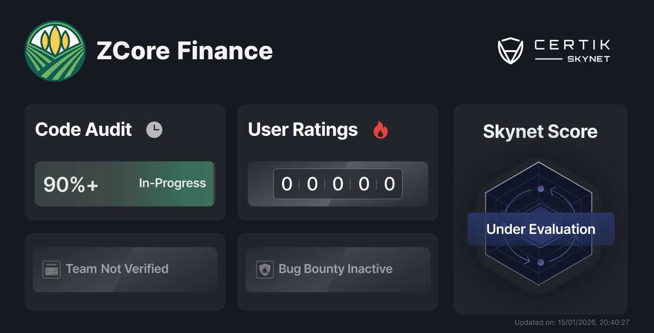 ZCore Finance - CertiK Skynet Project Insight