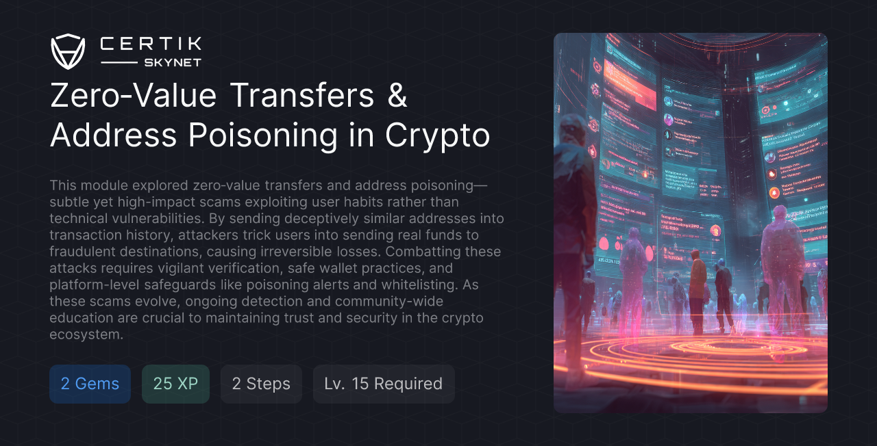 Zero‑Value Transfers & Address Poisoning in Crypto - CertiK Quest